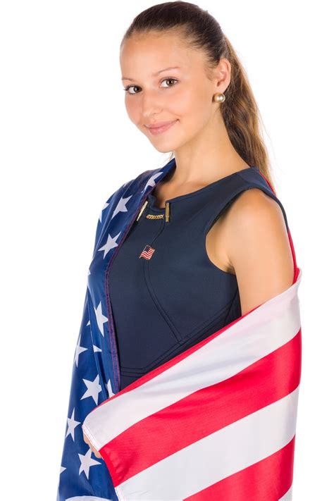 アメリカの国旗を持つ若い女 無料画像 Public Domain Pictures