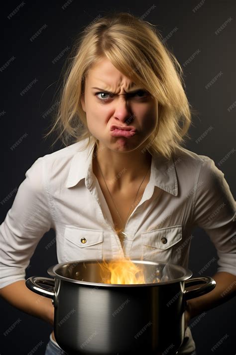 Angry Cute Pouting Woman Boiling From Anger Premium Ai Generated Image