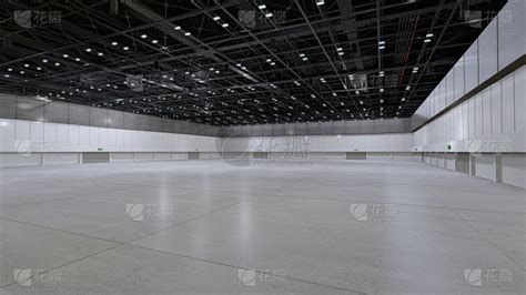 空的展览中心与桁架。展台的背景。3 D渲染。