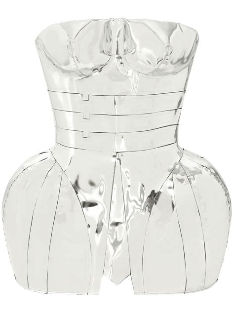 Dolce And Gabbana Kim Dolceandgabbana Mirrored Leather Minidress Silver