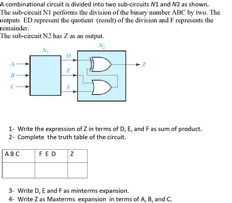 Solved A Combinational Circuit Is Divided Into Two Chegg