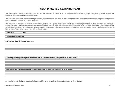 Mn501 Sdlp Form Roles Self Directed Learning Plan The Self Directed