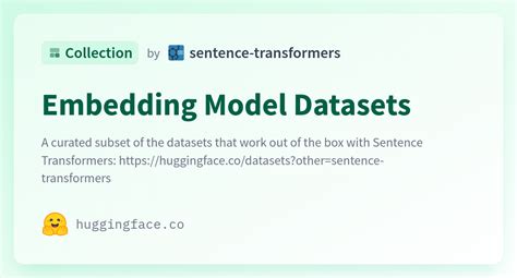 Embedding Model Datasets A Sentence Transformers Collection