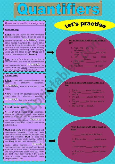 Quantifiers B W Included Key ESL Worksheet By Teaching English