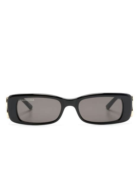 Balenciaga Eyewear Logo Plaque Rectangle Frame Sunglasses Farfetch