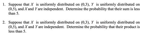 Solved Suppose That X Is Uniformly Distributed On 03 Y