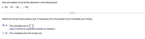 Solved Use Set Notation To List All The Elements In The Chegg