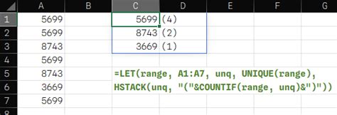 count each unique value in a row and return the results r excel