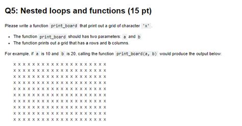 Solved Q5 Nested Loops And Functions 15 Pt Please Write A