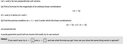 Solved Let X And Y Be Two Perpendicular Unit Vectors A Chegg