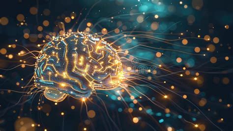 Digital Brain with Neural Network and Glowing Connections is Designed for AI Applications ...