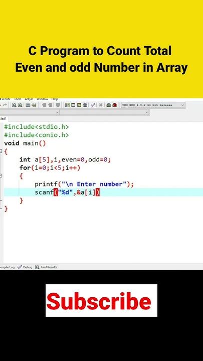 C Program To Count Total Even And Odd Number In Array Shorts Youtube