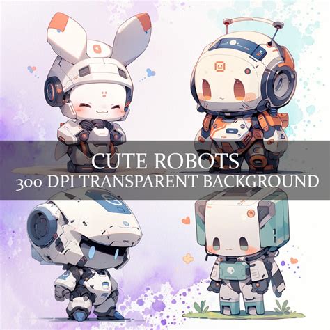 17 Cute Robots Clipart Png Chibi Robot Clipart Bundle Etsy