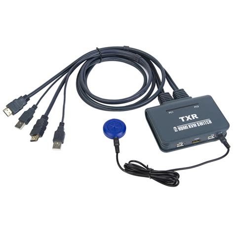 2 포트 컴퓨터 데스크탑 컨트롤러 케이블 포함 듀얼 모니터 Usb 액세서리 버튼 노트북 분배기 박스 Kvm 스위치 Kvm 스위치