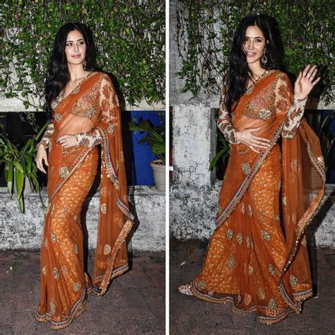 Katrina Kaif Promotes Sooryavanshi In An Orange Sabyasachi Saree