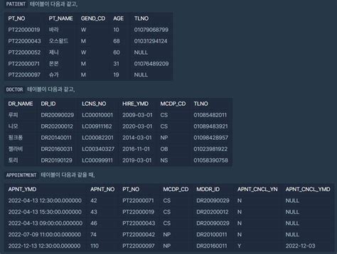 [프로그래머스][sql] 취소되지 않은 진료 예약 조회하기