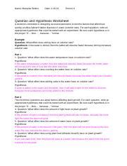 Hypothesis Practice Name Marquita Sellers Date Period