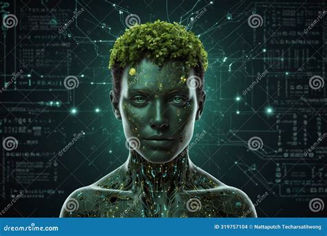 Make A AI Face Of Technological Connectivity Between Industry 4 0