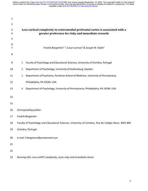 Pdf Less Cortical Complexity In Ventromedial Prefrontal Cortex Is