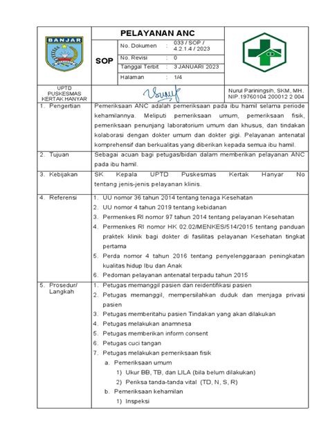 Sop Pelayanan Anc Pdf