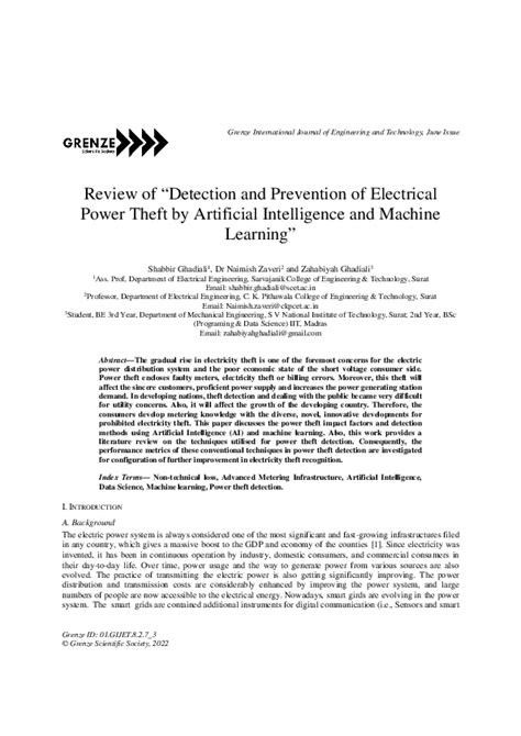pdf review of detection and prevention of electrical power theft by