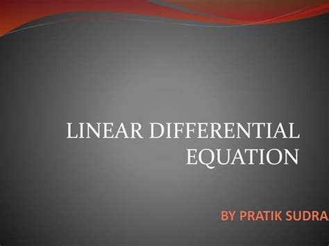 1st Order Differential Equations Ppt