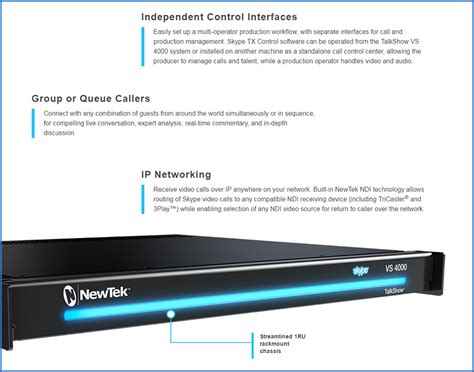 Videolink Newtek Talkshow Vs 4000 Dedicated Skype Integration