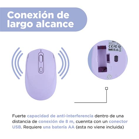 Mouse Inalámbrico Modelo Lw 13 Morado Miniso Miniso