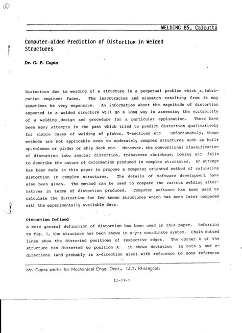 Pdf Computer Aided Prediction Of Distortion In Welded Structures