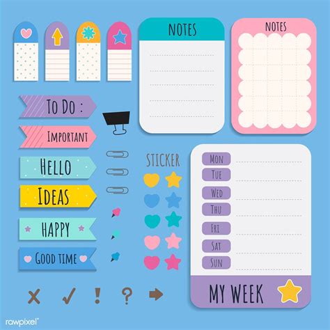 Cute Sticky Note Papers Printable Set Free Image By