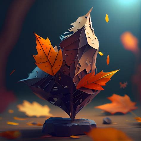 Premium Ai Image Autumn Leaves On The Black Background 3d Render Illustration