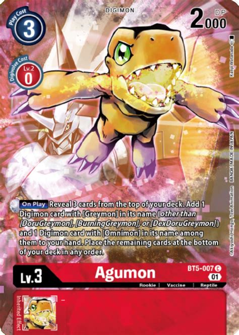 Agumon BT Digimon Royal Knights Card Set Battle Of Omni Digimon Card Game
