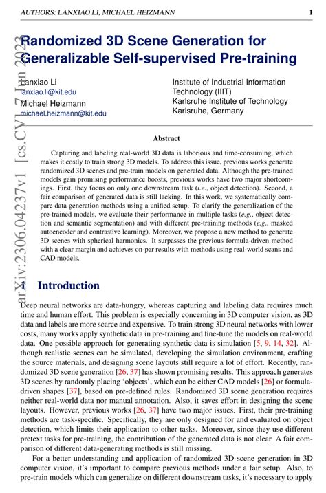 PDF Randomized 3D Scene Generation For Generalizable Self Supervised
