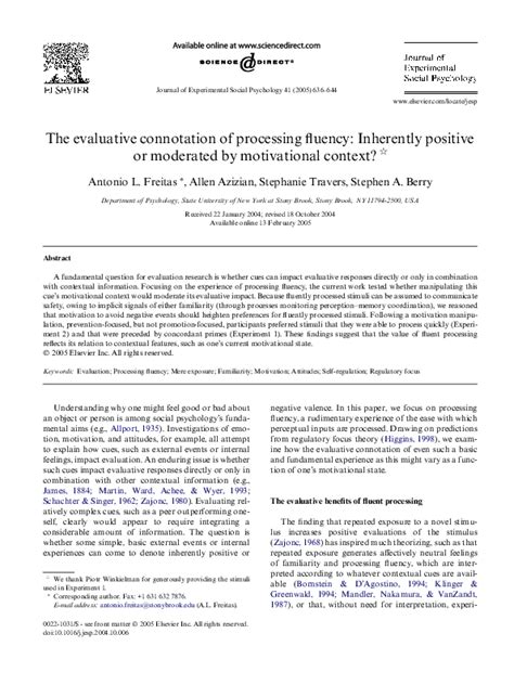 Pdf The Evaluative Connotation Of Processing Fluency Inherently