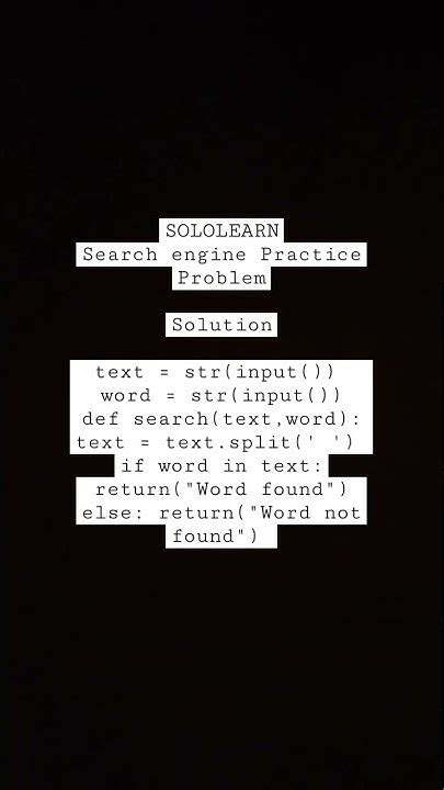 Sololearn Search Engine Practice Problem Youtube