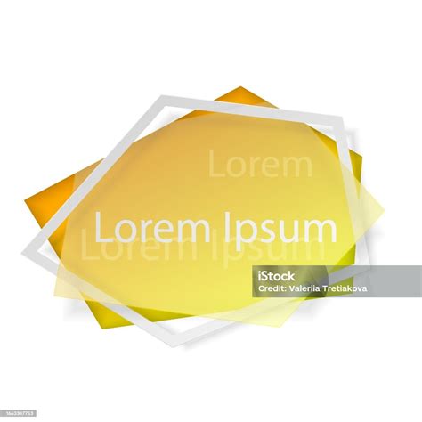 노란색의 유리 조각 흰색 프레임이 교차된 금색 구멍 글자가 있는 흰색 배경에 격리되어 있습니다 텍스트를 위한 공간입니다 벡터 그림입니다 포스터 카드 웹 디자인 요소 공란에