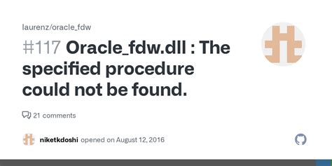Oracle Fdw Dll The Specified Procedure Could Not Be Found Issue Laurenz Oracle Fdw