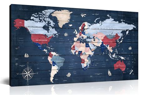 Cuadros Mapamundi Mapas Decorativos Sobre Lienzo Arte De Mapa Mural