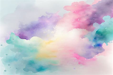 Hand Painted Watercolor Sky Cloud Background With A Pastel Colored