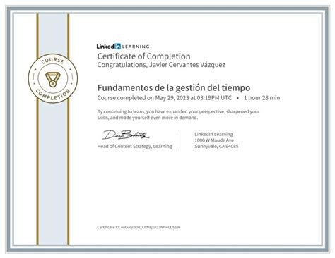 Javier Cervantes Vázquez On Linkedin Certificate Of Completion