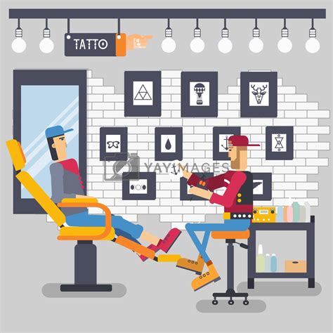 The Artist Offers The Option Of A Tattoo For Client Concept Vector