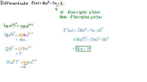 Question Video Differentiating Polynomial Functions Nagwa