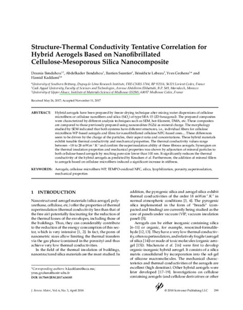 Pdf Structure Thermal Conductivity Tentative Correlation For Hybrid