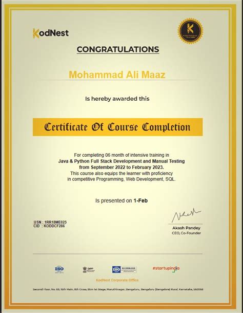 Mohammed Ali Maaz On Linkedin Glad To Share That I Have Completed Full