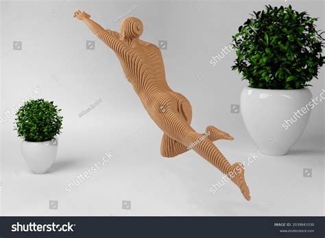 Parametric Art Nude Body Sculpture Levitating 库存插图 Shutterstock