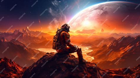 Premium Ai Image Astronaut On The Background Of The Planet Space Exploration