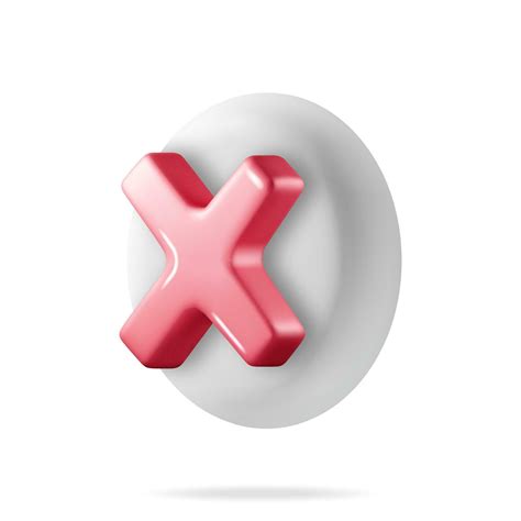 D Wrong Button In Round Shape Red No Or Incorrect Sign Render Red