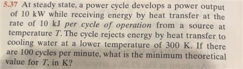 Solved At Steady State A Power Cycle Develops A Power Chegg