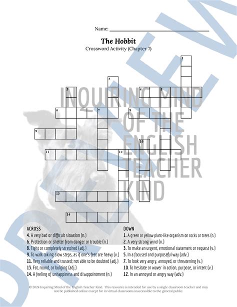 The Hobbit Chapter 7 Vocabulary Games And Activities For High School