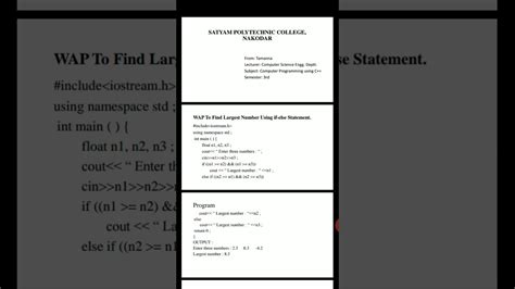 Wap To Find Largest Number Using If Else Statement Computer